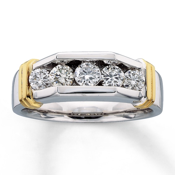 Previously Owned Mens Wedding Band 1 Ct Tw Round Cut Diamonds 14k Two
