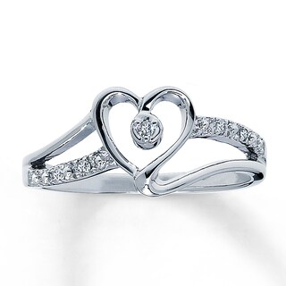 Previously Owned Diamond Accent Heart Ring Round-cut 10k White Gold | Kay