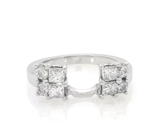 Previously Owned Princess & Round-Cut Diamond Enhancer Ring 1 ct tw 14K ...