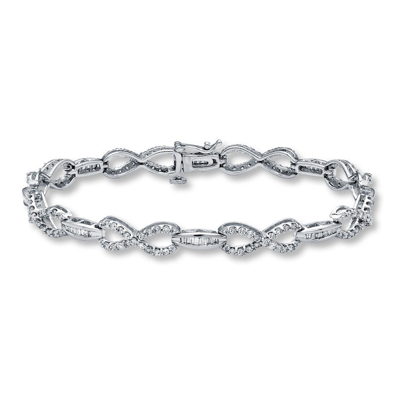 Previously Owned Diamond Infinity Bracelet 2 cttw Baguette & Round 14K ...