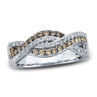 Previously Owned Brown Diamond Ring 1/2 ct tw Round-cut 10K White Gold ...