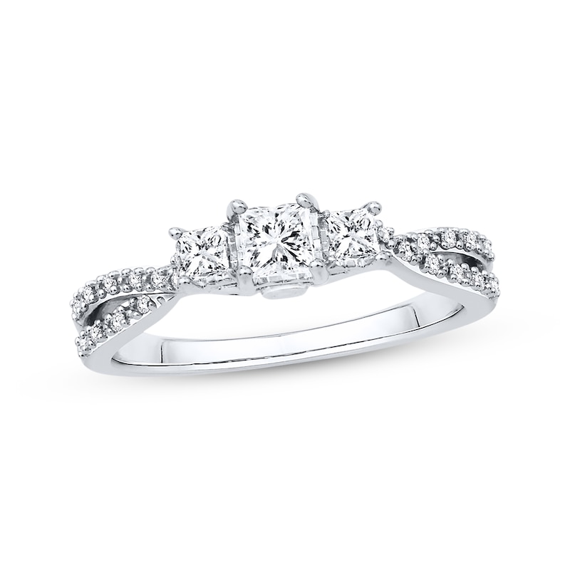 Previously Owned 3-Stone Diamond Engagement Ring 1/2 ct tw Princess ...