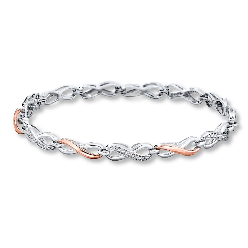 Previously Owned Diamond Infinity Bracelet Sterling Silver & 10K Rose ...