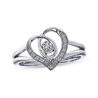 Previously Owned Heart Ring 1/10 ct tw Diamonds Round-cut Sterling ...