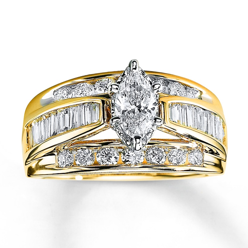 Previously Owned Diamond Engagement Ring 1-3/4 ct tw Marquise, Baguette ...