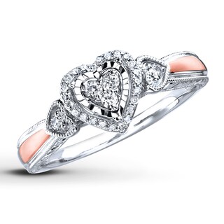 Previously Owned Heart Ring 1/6 ct tw Diamonds Sterling Silver & 10K ...