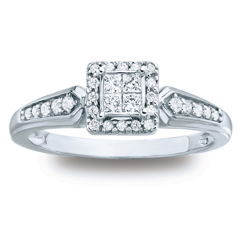 Previously Owned Diamond Engagement Ring 1/4 ct tw Princess & Round-cut ...