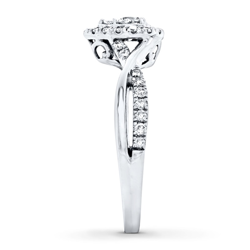 Previously Owned Engagement Ring 3/8 ct tw Round-cut Diamonds 14K White ...