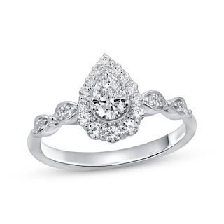 Previously Owned Diamond Engagement Ring 5/8 ct tw Pear & Round-cut 14K ...