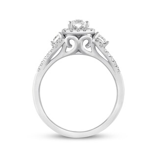 Previously Owned Diamond Engagement Ring 1 ct tw Emerald & Round 14K ...