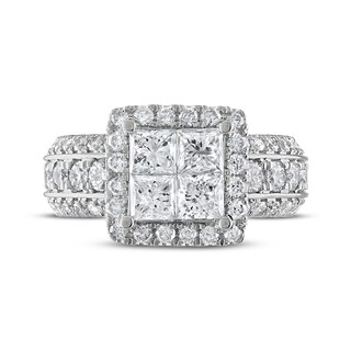 Previously Owned Multi-Diamond Engagement Ring 3 ct tw Princess & Round ...