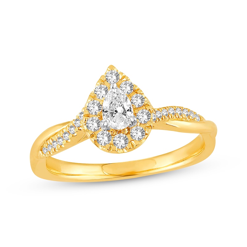Previously Owned Diamond Engagement Ring 3/8 ct tw Pear & Round-cut 14K ...