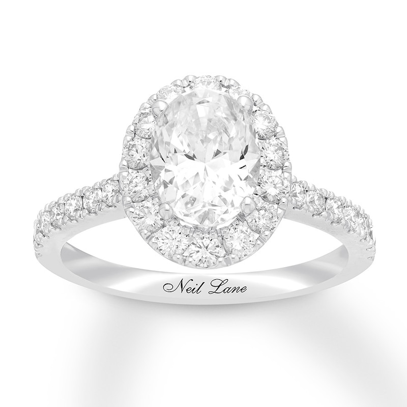 Previously Owned Neil Lane Engagement Ring 2-1/8 ct tw Oval & Round-cut ...