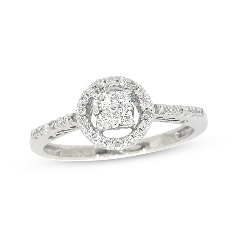 Previously Owned Diamond Ring 1/4 ct tw Round-cut 14K White Gold Size 4 ...