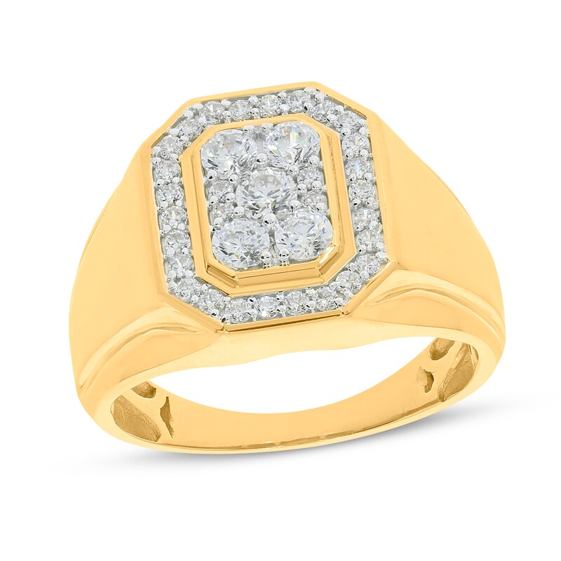 Previously Owned Men's Diamond Halo Ring 1 ct tw Round-cut 10K Yellow ...