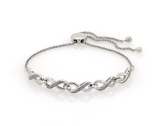 Previously Owned Infinity Diamond Bolo Bracelet 1/10 ct tw Sterling ...