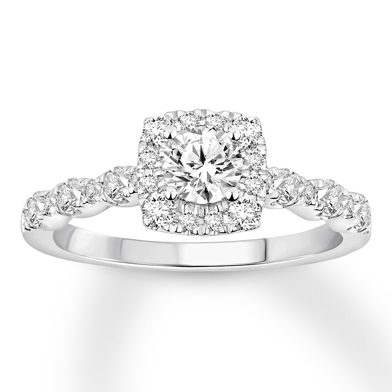 Previously Owned Diamond Engagement Ring 1 ct tw Round-cut 14K White ...