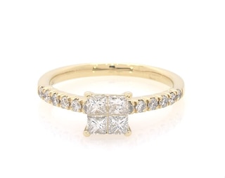 Previously Owned Princess-Cut Quad Diamond Engagement Ring 3/4 ct tw ...