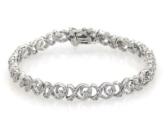 Previously Owned Diamond XO Link Bracelet 1/2 ct tw Sterling Silver 7 ...