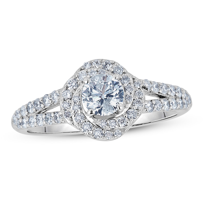 Previously Owned Diamond Engagement Ring 7/8 ct tw Round-cut 14K White ...