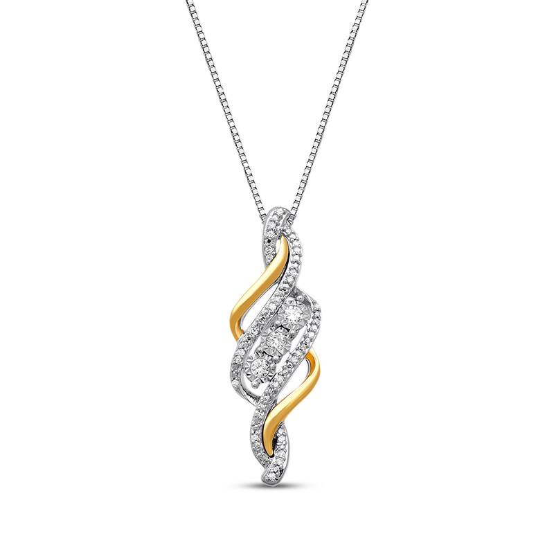 Previously Owned Diamond Necklace 1/6 ct tw Sterling Silver & 10K ...