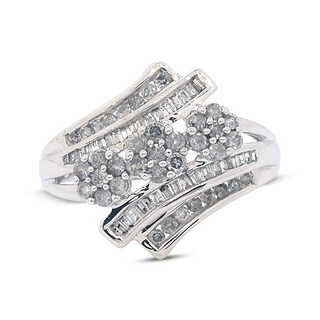 Previously Owned Diamond Flower Bypass Ring 3/4 ct tw 10K White Gold | Kay