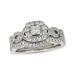 Previously Owned Neil Lane Princess-Cut Diamond Bridal Set 7/8 ct tw ...