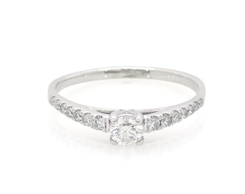 Previously Owned Diamond Engagement Ring 3/8 ct tw Round-cut 10K White ...