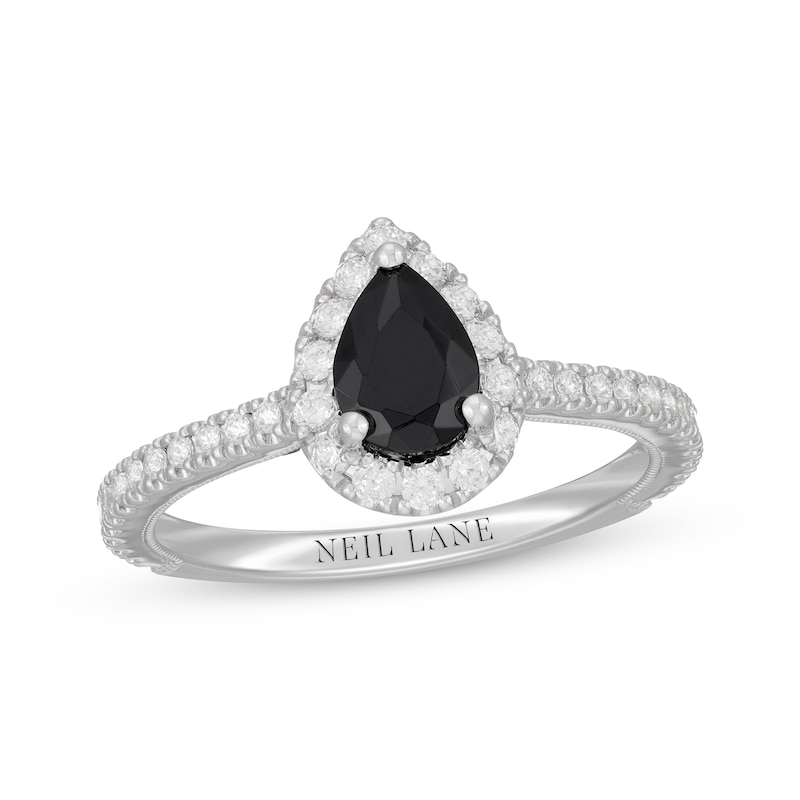 Previously Owned Neil Lane Pear-Shaped Black & White Diamond Engagement ...