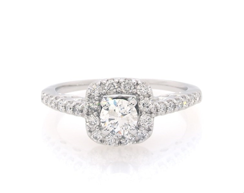 Previously Owned Diamond Engagement Ring 3/4 ct tw Round-cut 14K White ...
