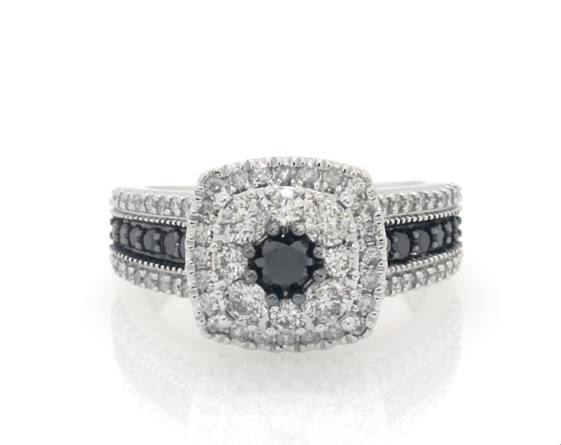 Previously Owned Black & White Diamond Engagement Ring 1-1/4 ct tw ...