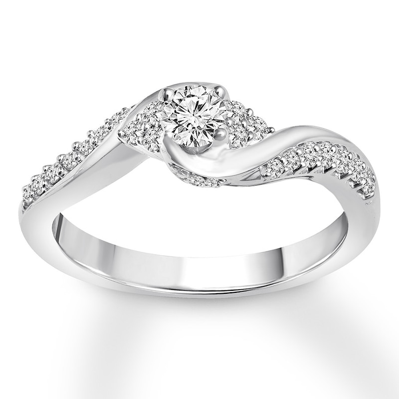Previously Owned Diamond Engagement Ring 1/3 ct tw Round-cut 10K White ...