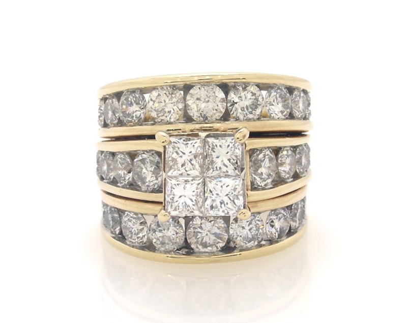 Previously Owned Princess-Cut Quad Diamond Bridal Set 5-1/3 ct tw 14K ...