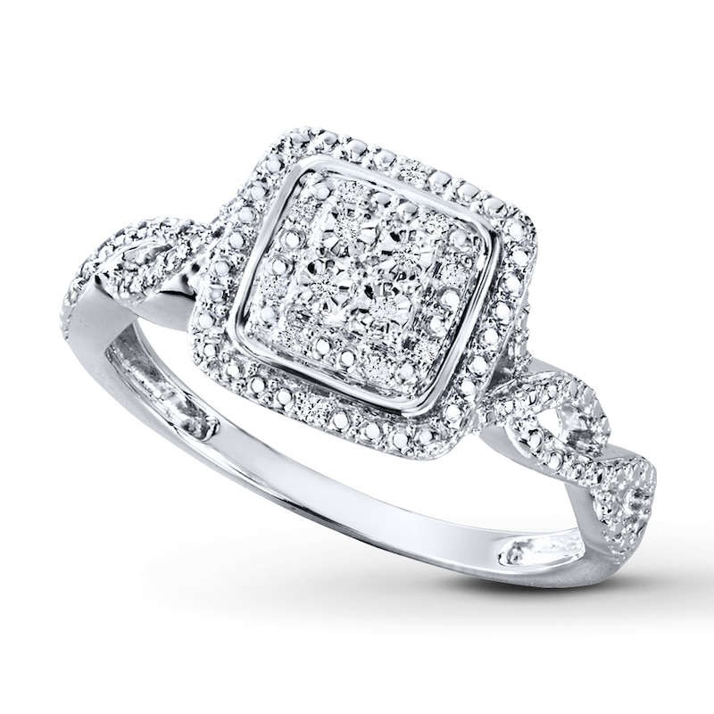 925 Sterling Silver Square Diamond Ring Paul's, 47% OFF