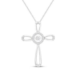 Unstoppable Love Diamond Cross Necklace 1/10 ct tw Sterling Silver 19 ...