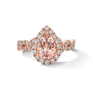 Neil Lane Morganite Engagement Ring 3/4 ct tw Pear & Round-cut 14K Rose ...