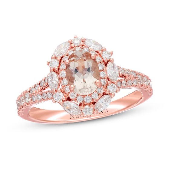Kay Neil Lane Morganite Engagement Ring 3 4 Ct Tw Diamonds 14k Rose