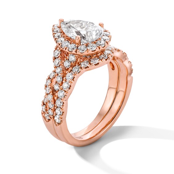 Neil Lane Diamond Bridal Set 2-3/8 ct tw Pear & Round-cut 14K Rose Gold ...