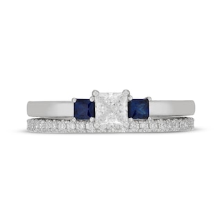 Neil Lane Princess-Cut Diamond & Natural Blue Sapphire Bridal Set 1/2 ...