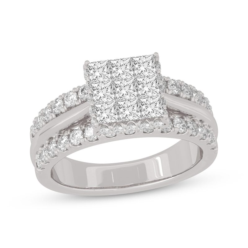 Now Forever Princess And Round Cut Multi Diamond Center Engagement Ring