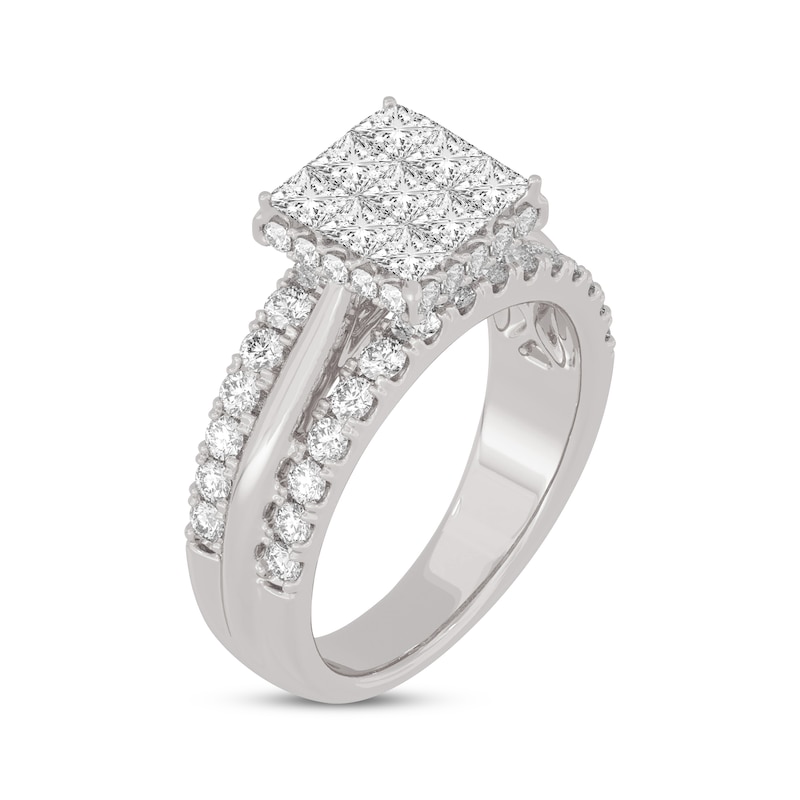 Now Forever Princess And Round Cut Multi Diamond Center Engagement Ring