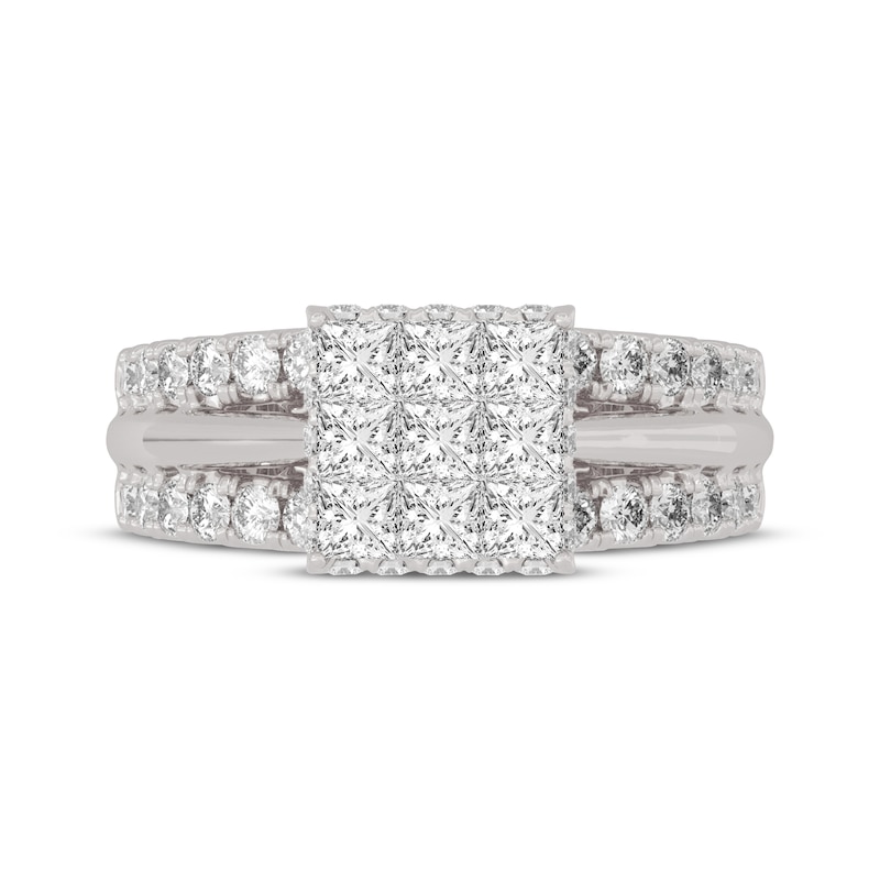 Now Forever Princess And Round Cut Multi Diamond Center Engagement Ring