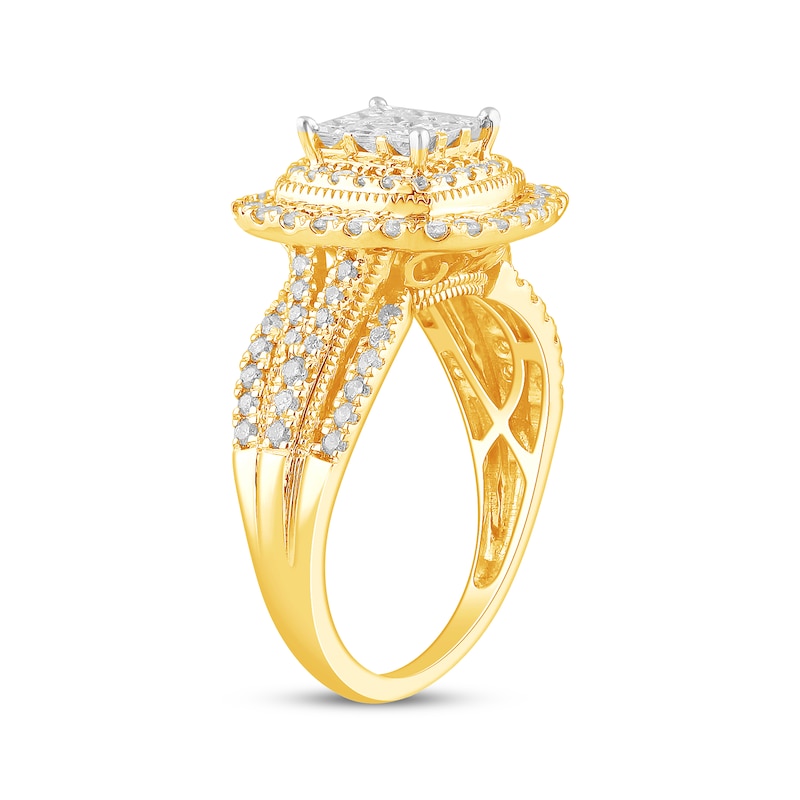 Now Forever Princess Cut Multi Diamond Center Engagement Ring 1 Ct Tw