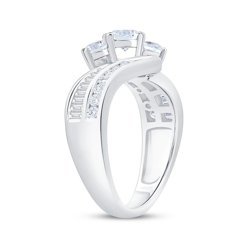 Memories Moments Magic Round Cut Diamond Three Stone Bypass Engagement